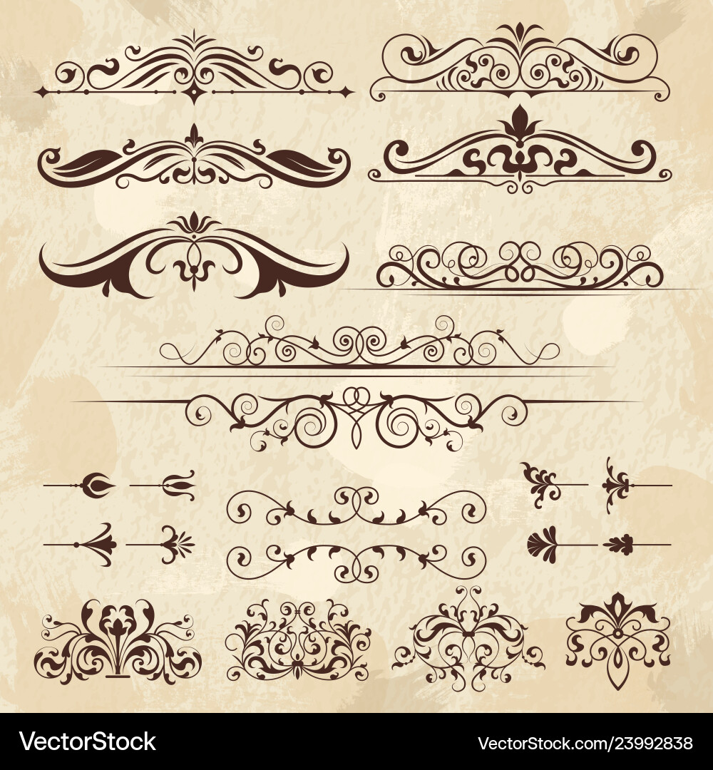 Vintage Calligraphic Borders & Frames Vector Image