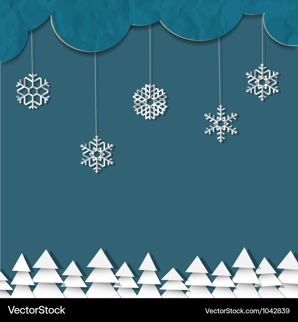 Blue background with paper snowflakes Royalty Free Vector