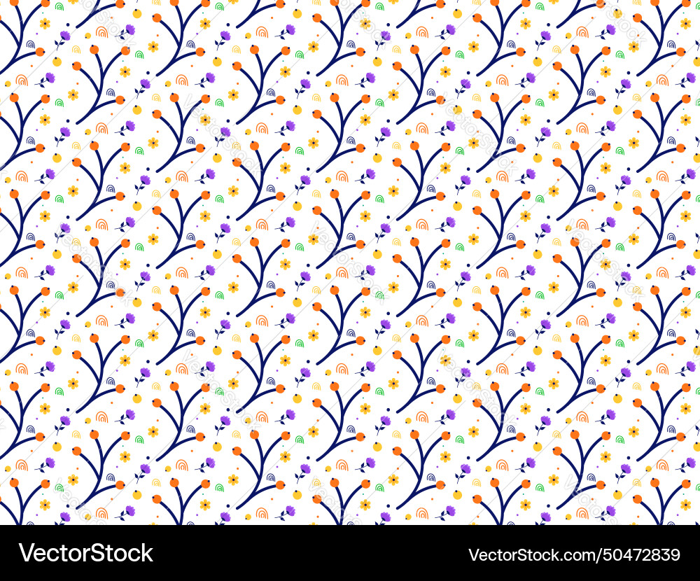 Colorful flowers doddle background pattern Vector Image