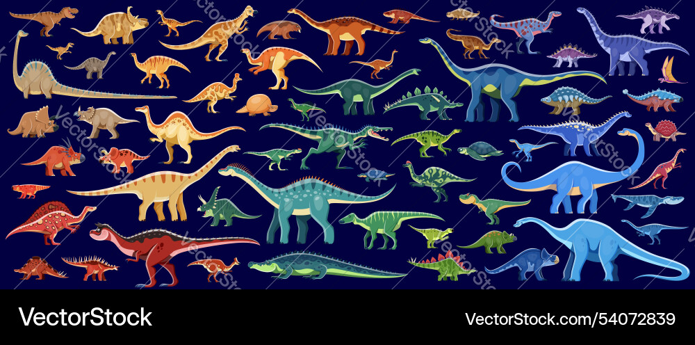 Colorful Prehistoric Dinosaur Set Royalty Free Vector Image