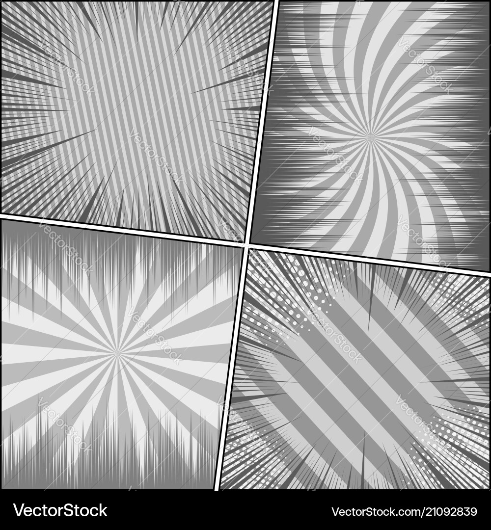 Comic book page monochrome backgrounds set Vector Image
