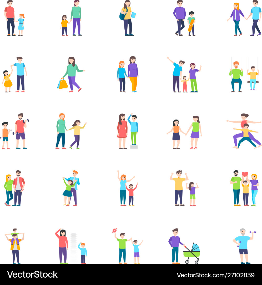 Family characters flat pack Royalty Free Vector Image