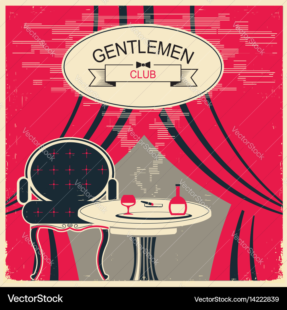Gentlemen club red room with table Royalty Free Vector Image