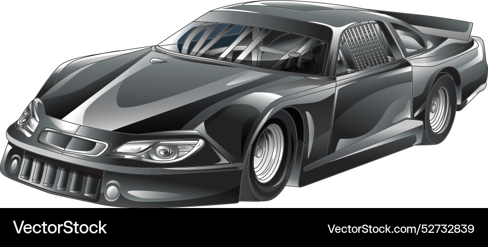 Grey drag racing car with black strip Royalty Free Vector