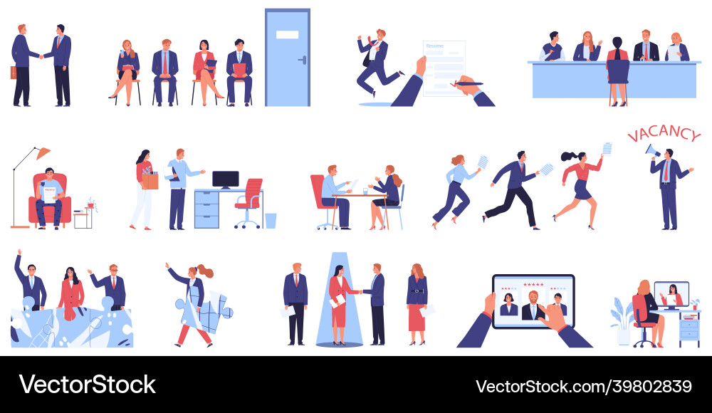 Job search hr set Royalty Free Vector Image - VectorStock