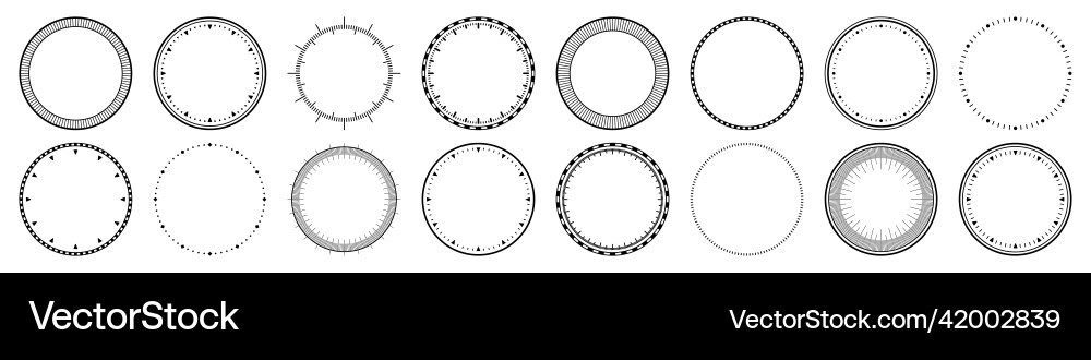 Mechanical clock faces bezel watch dial Royalty Free Vector