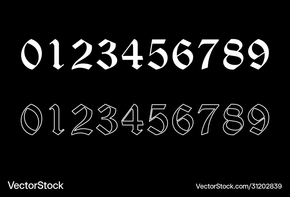 Old style numbers set Royalty Free Vector Image