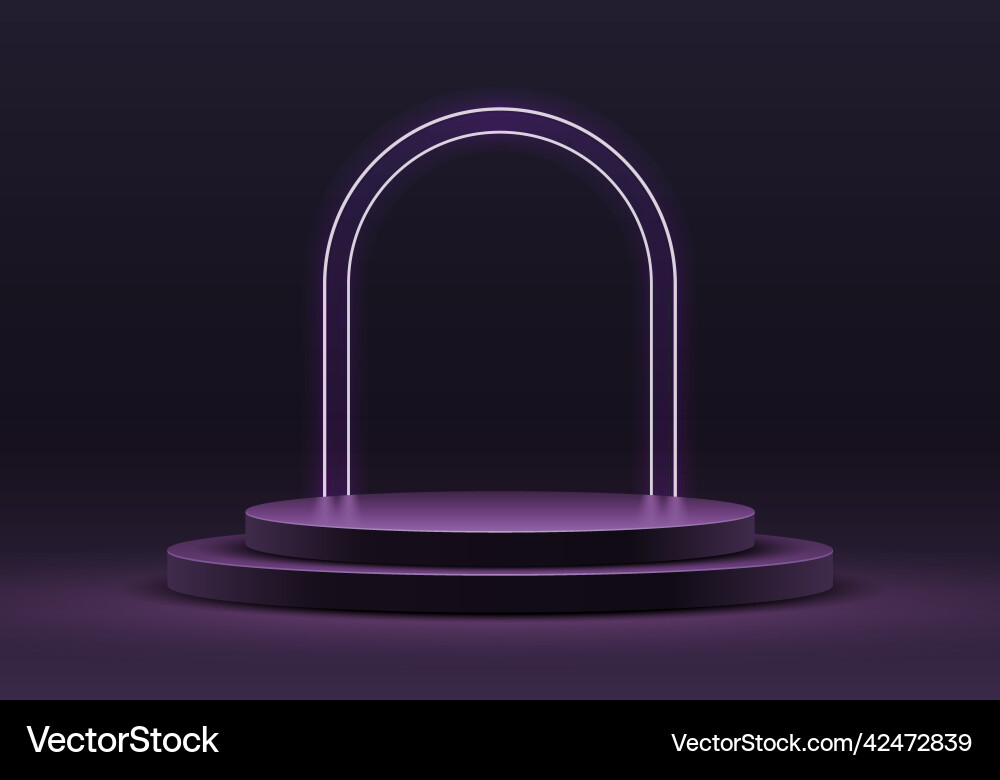 Podium with neon light arch Royalty Free Vector Image
