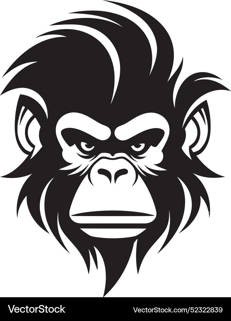 Primate panache monochrome monkey magicsilhouette Vector Image
