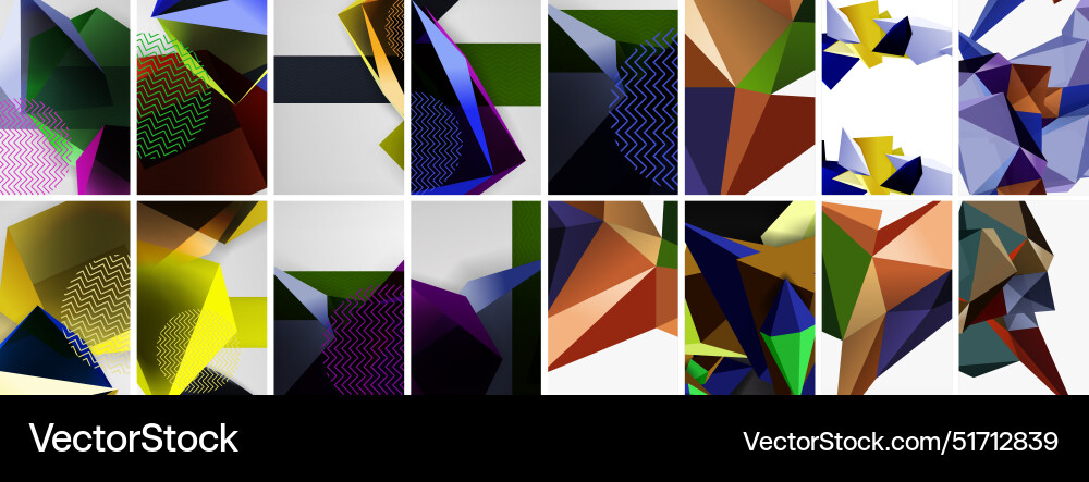 Set of low poly triangles poster geometric Vector Image