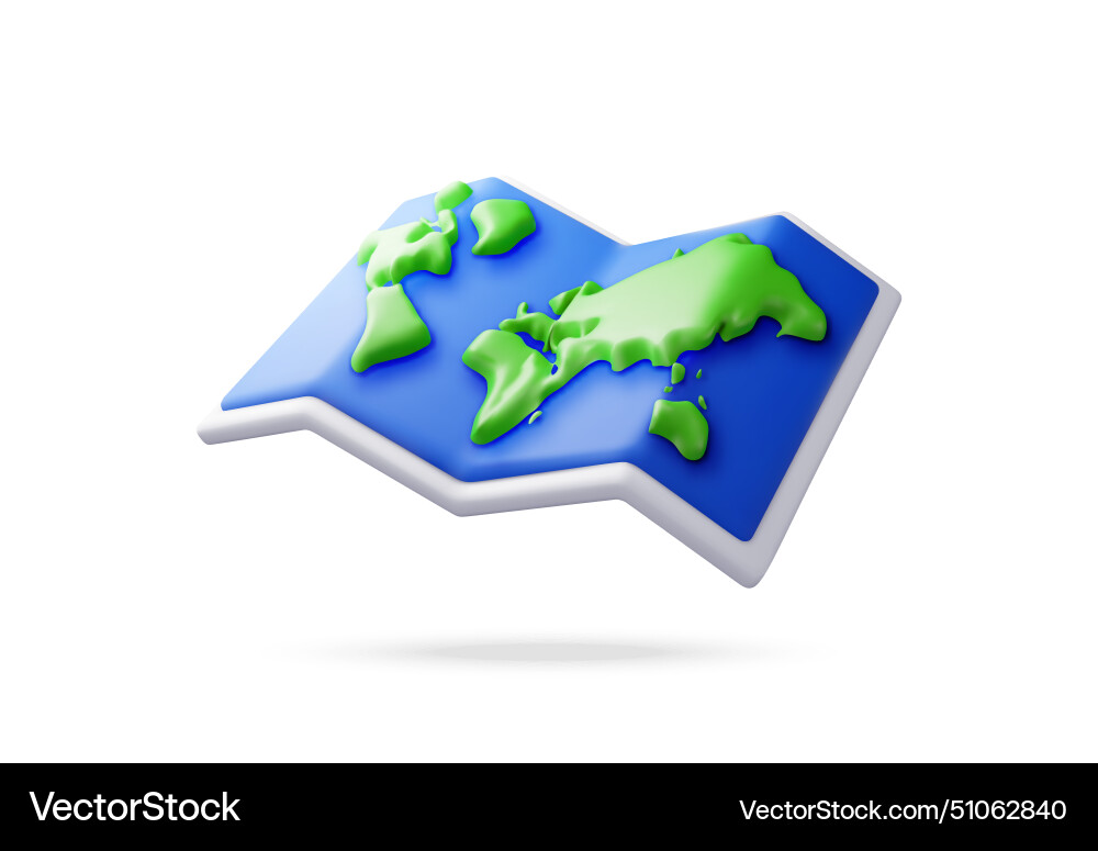 3d cartoon folded world map isolated on white Vector Image