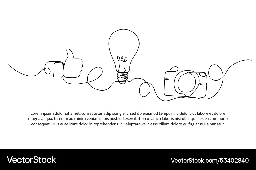Continuous one line design of photography Vector Image