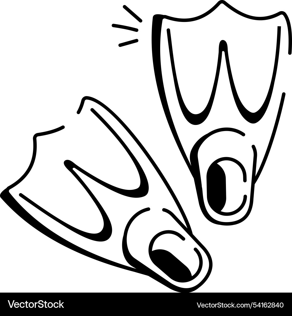 Fins icon in hand drawn style Royalty Free Vector Image