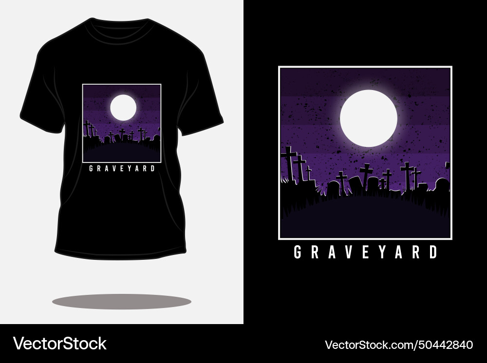 Graveyard retro t shirt design Royalty Free Vector Image