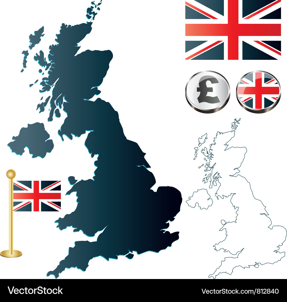 Great britan map Royalty Free Vector Image - VectorStock