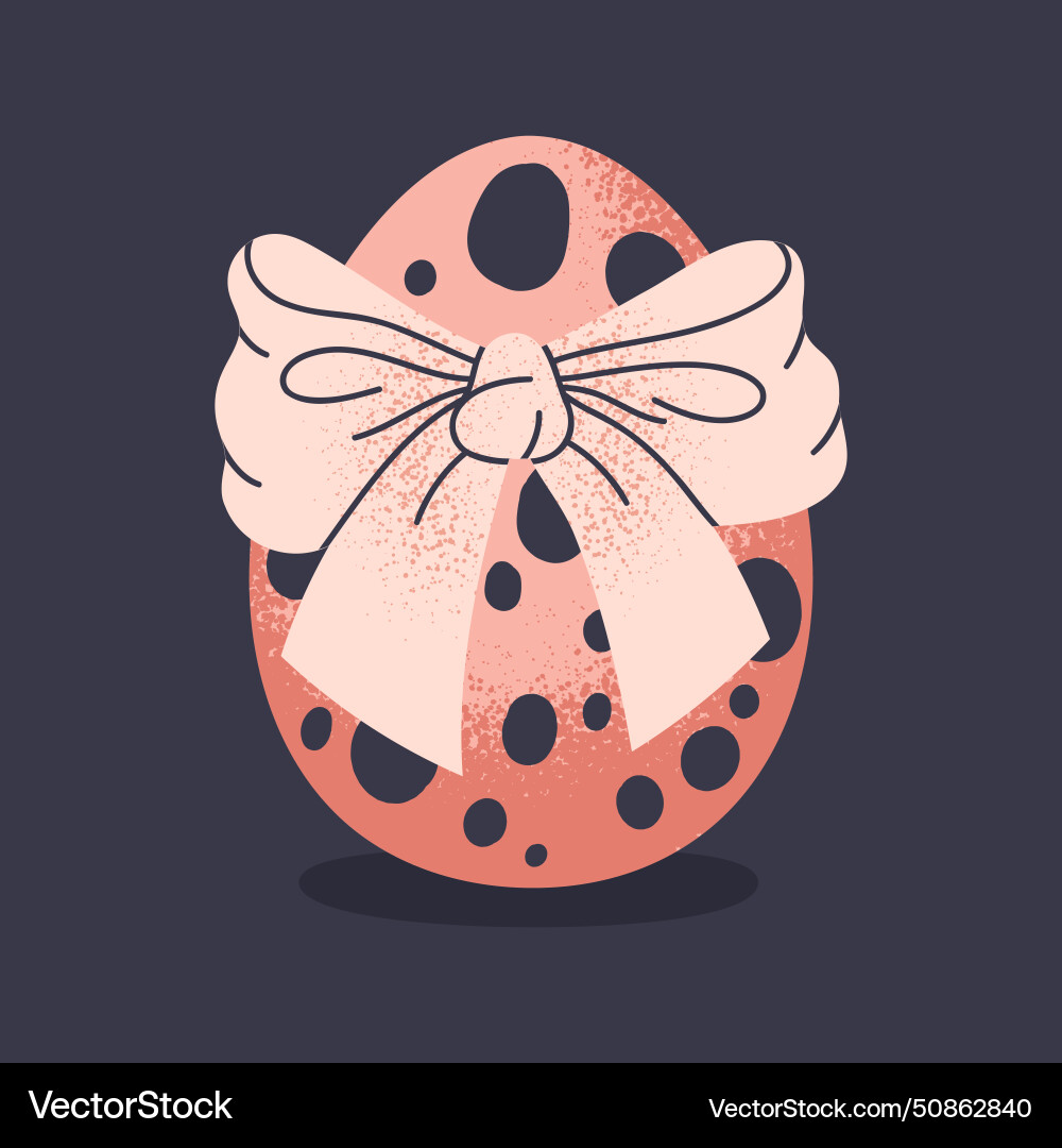 Hand drawn painted egg with bow easter Royalty Free Vector