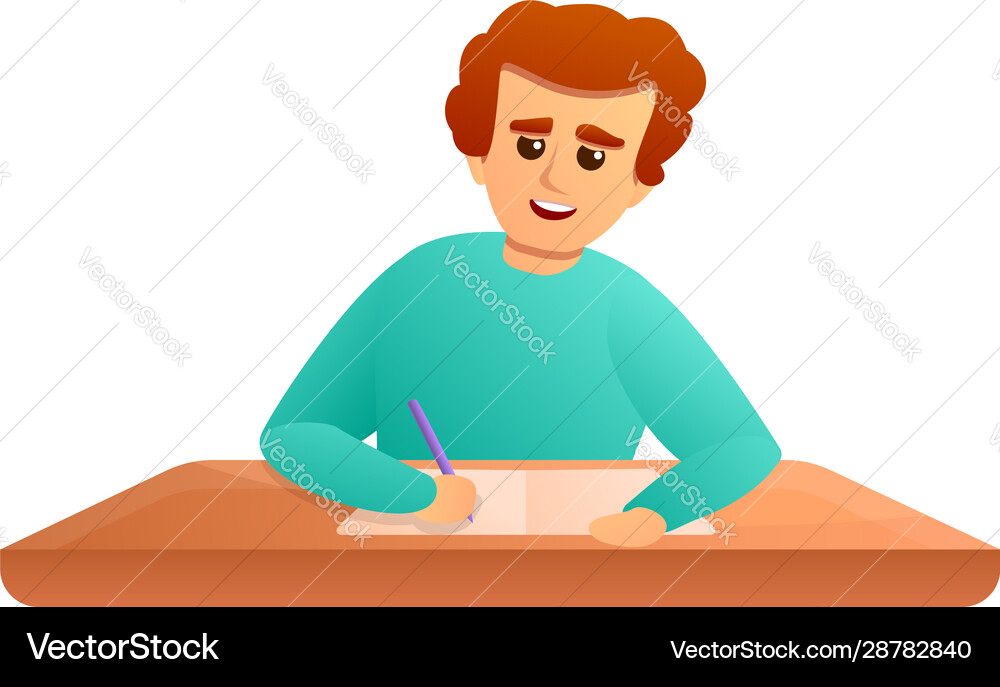 Happy boy school test icon cartoon style Vector Image