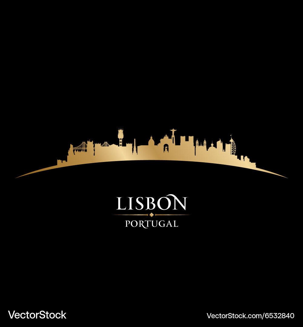 Lisbon City Skyline Silhouette Royalty Free Vector Image