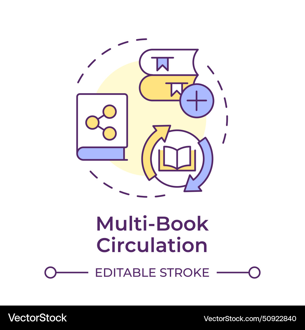 Multi-book circulation multi color concept icon Vector Image