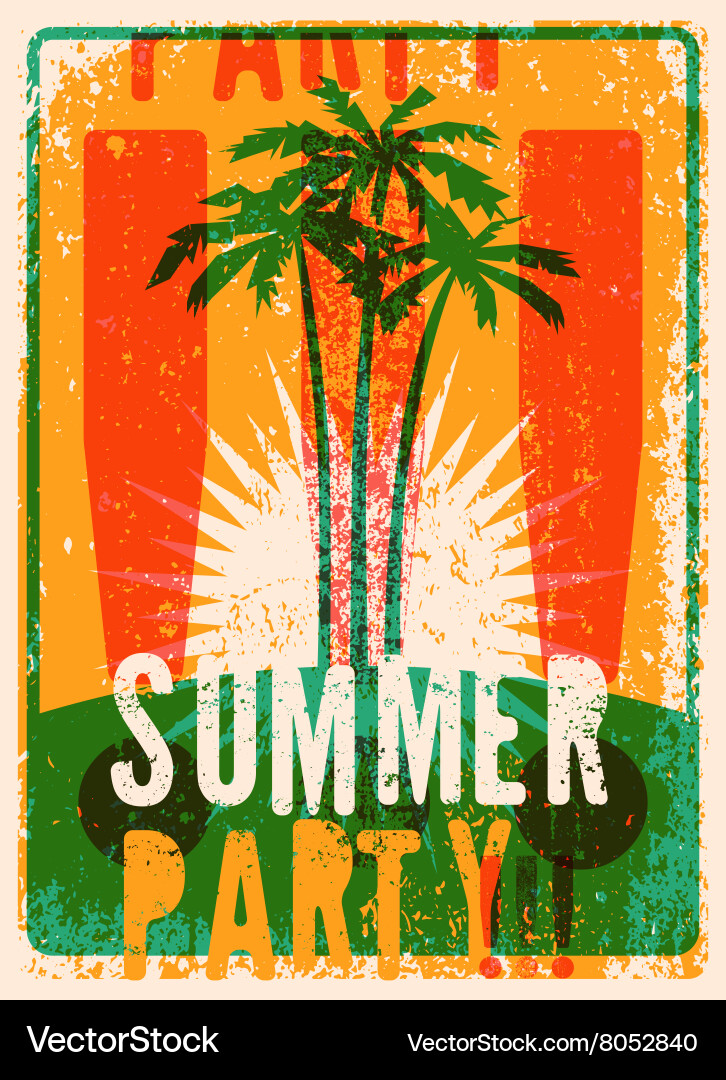 Retro Summer Party Poster Royalty Free Vector Image