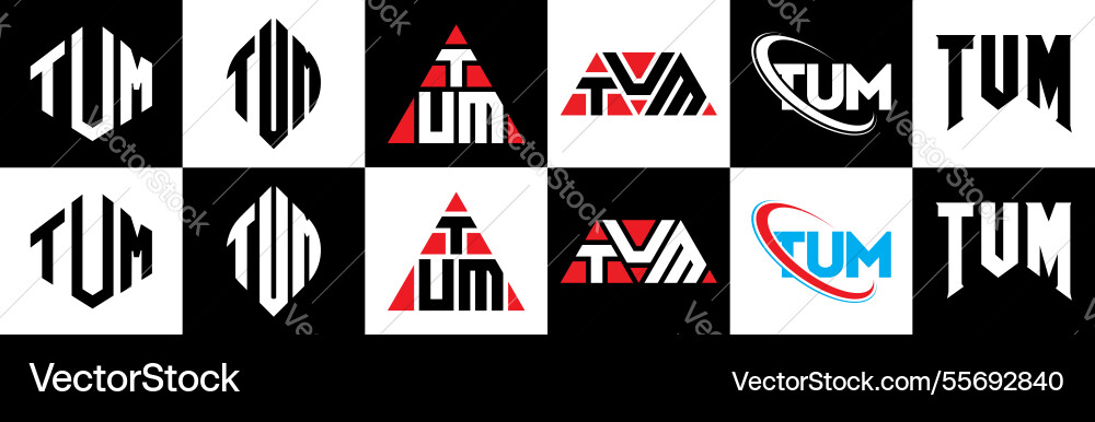 Tum letter logo design in six style polygon Vector Image