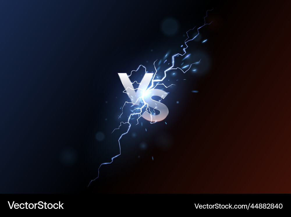 Versus banner with blue sparkling lightning Vector Image