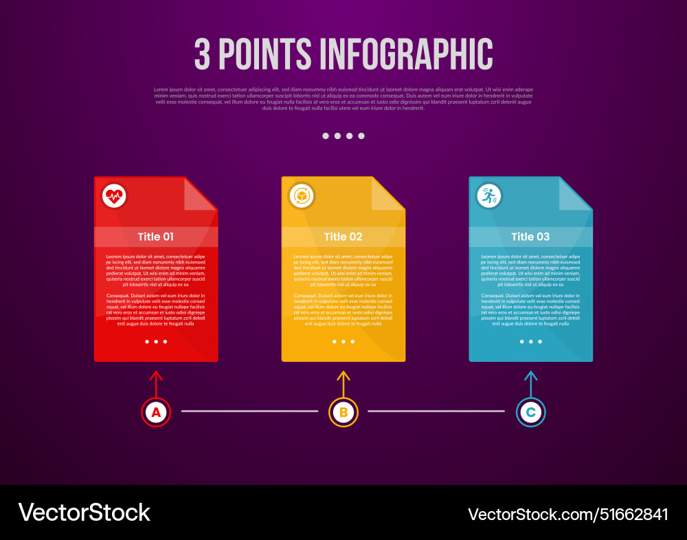 3 points or step process infographic with box Vector Image