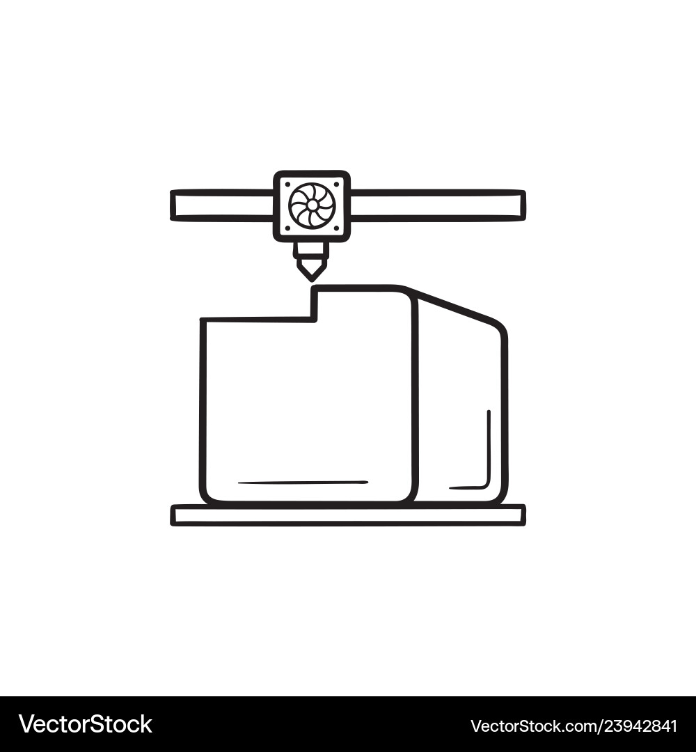 3D Printing Cube - Doodle Icon Royalty Free Vector Image