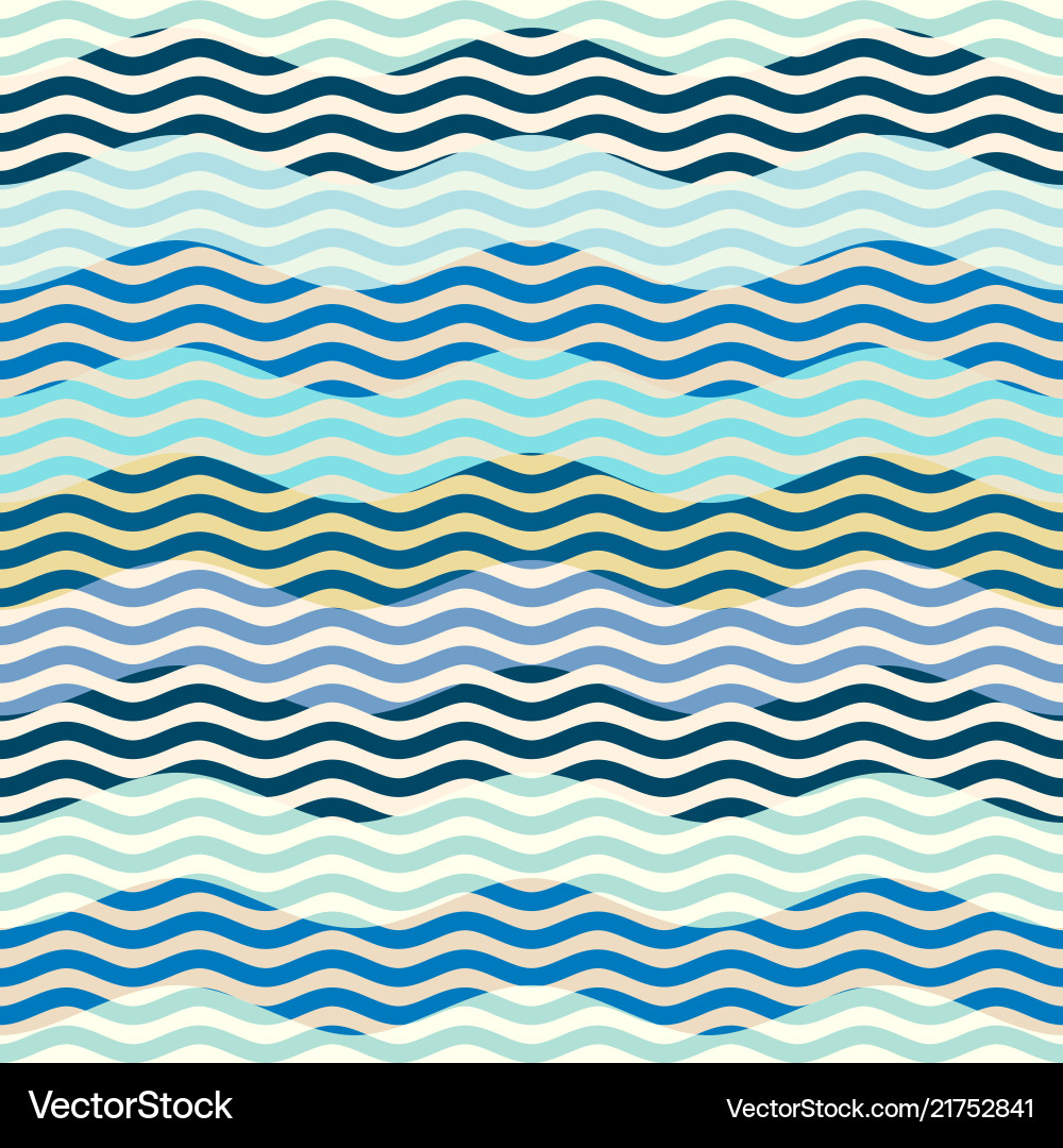 Blue waves pattern in patchwork style Royalty Free Vector