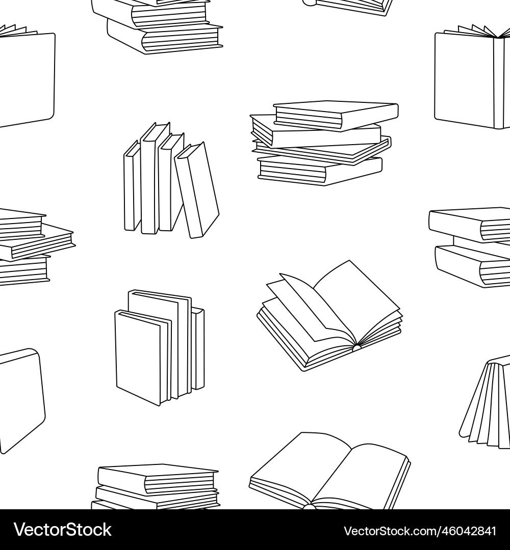 Books Outline Pattern - Open & Closed Vector Image