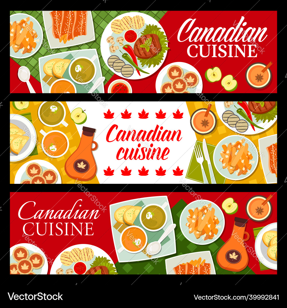 Canadian Food Banners - Maple, Poutine & More Vector Image