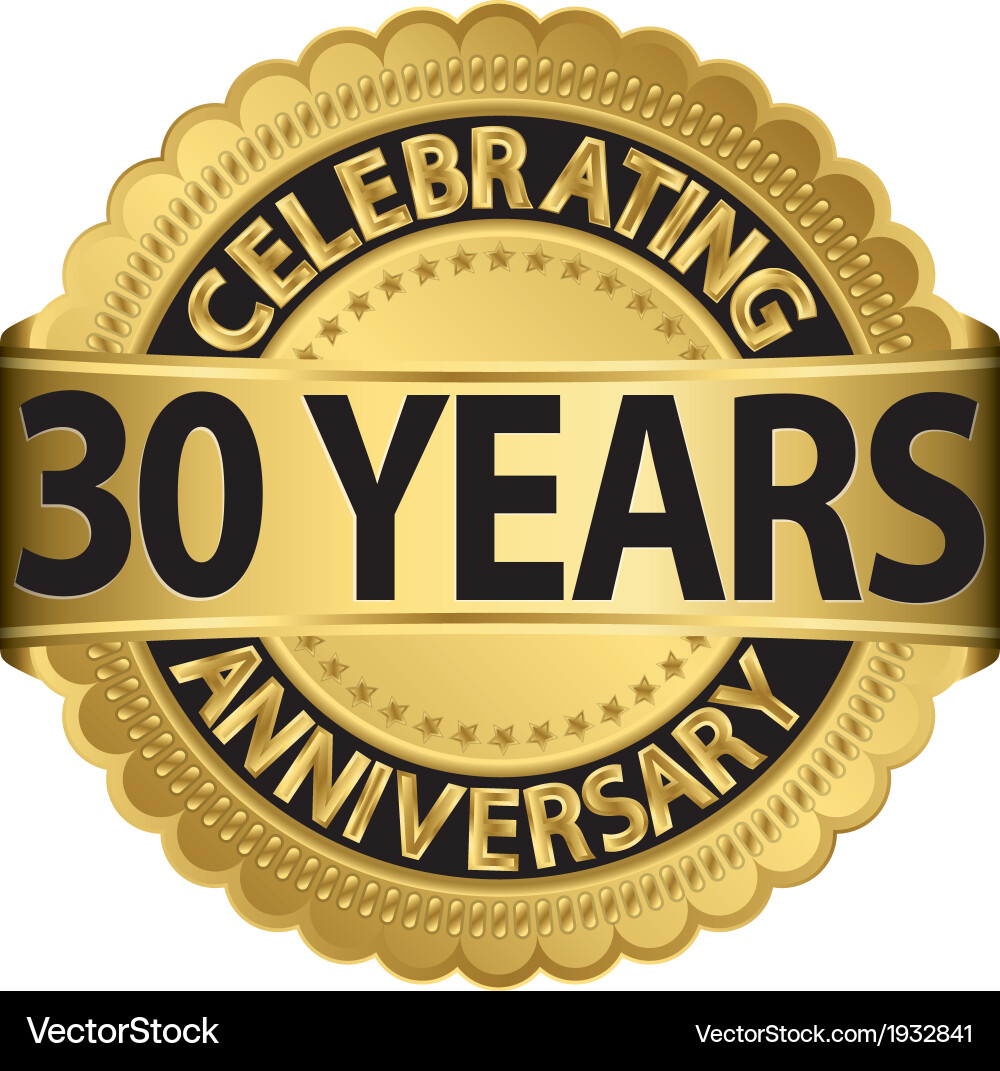 Celebrating 30 years anniversary golden label Vector Image