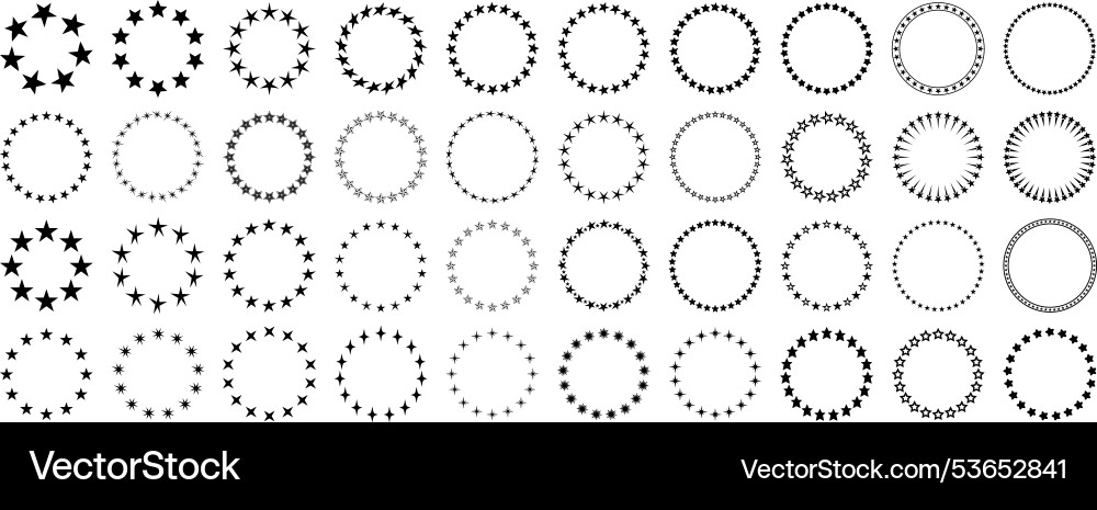 Circular stars starry circle border radial star Vector Image