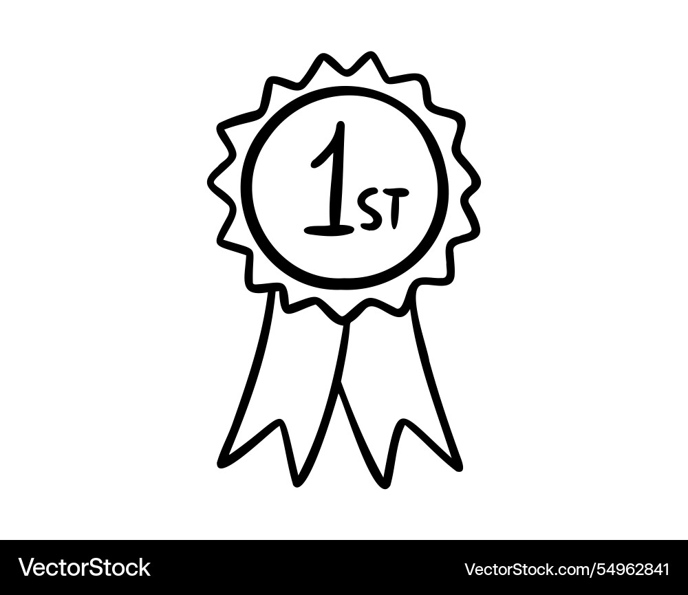 First place winner reward rosette hand drawn Vector Image
