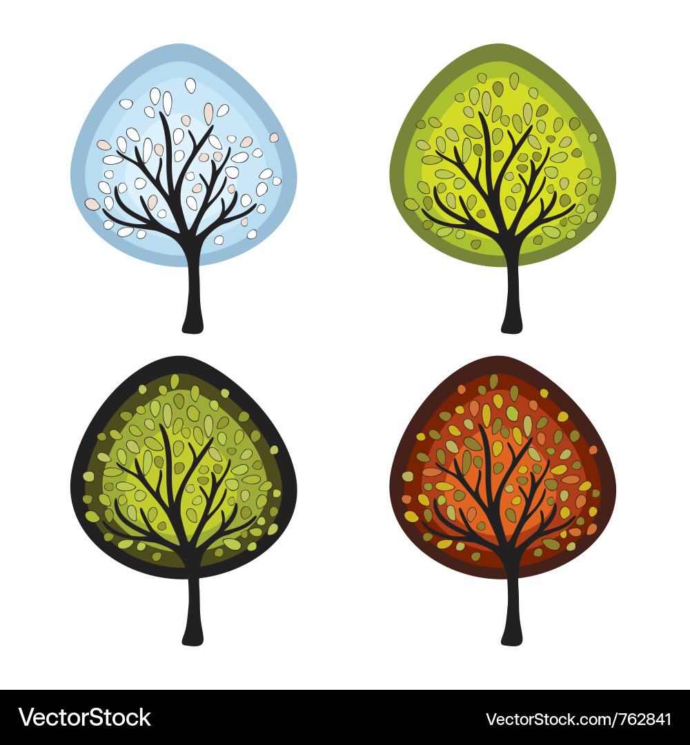 Four season trees Royalty Free Vector Image - VectorStock