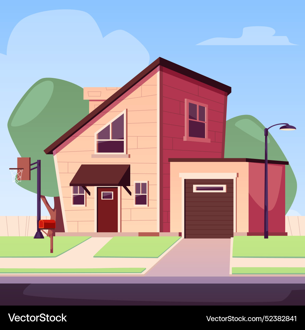 Modern suburban house Royalty Free Vector Image