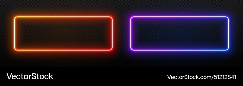 Neon light rectangle frame led glow of border Vector Image