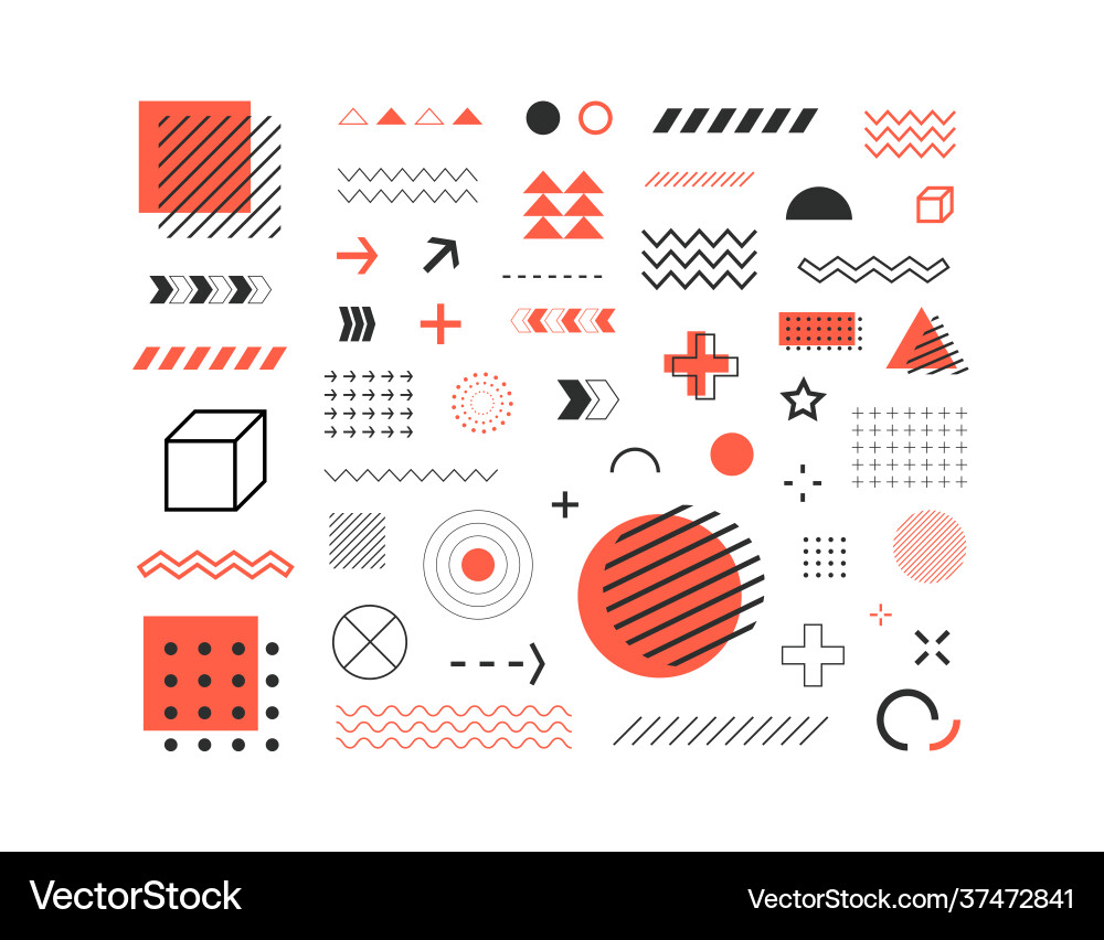 Set of geometric shapes abstract design elements Vector Image