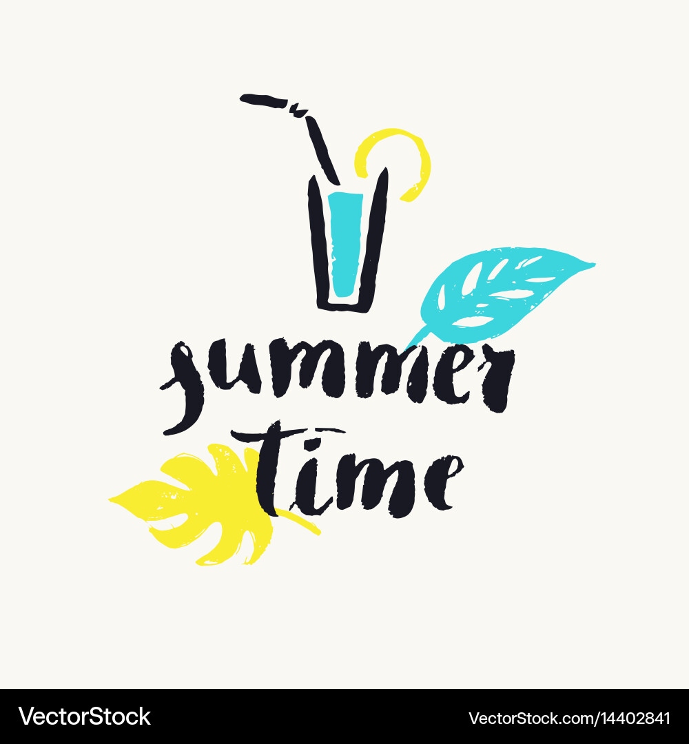 Summer time modern hand drawn lettering phrase Vector Image