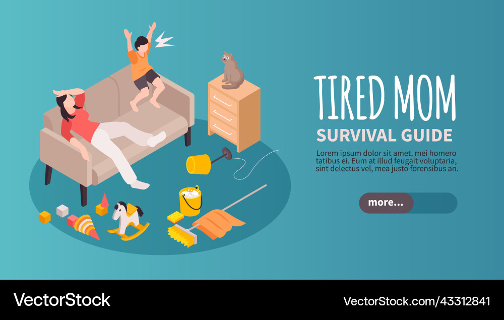 Tired mom banner Royalty Free Vector Image - VectorStock