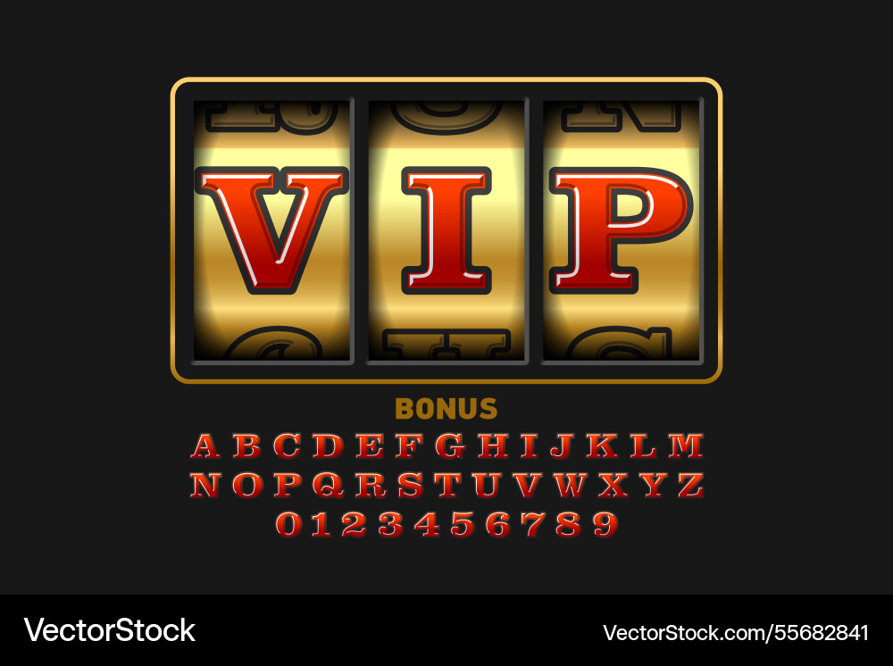 Vip bonus slot machines retro font alphabet Vector Image