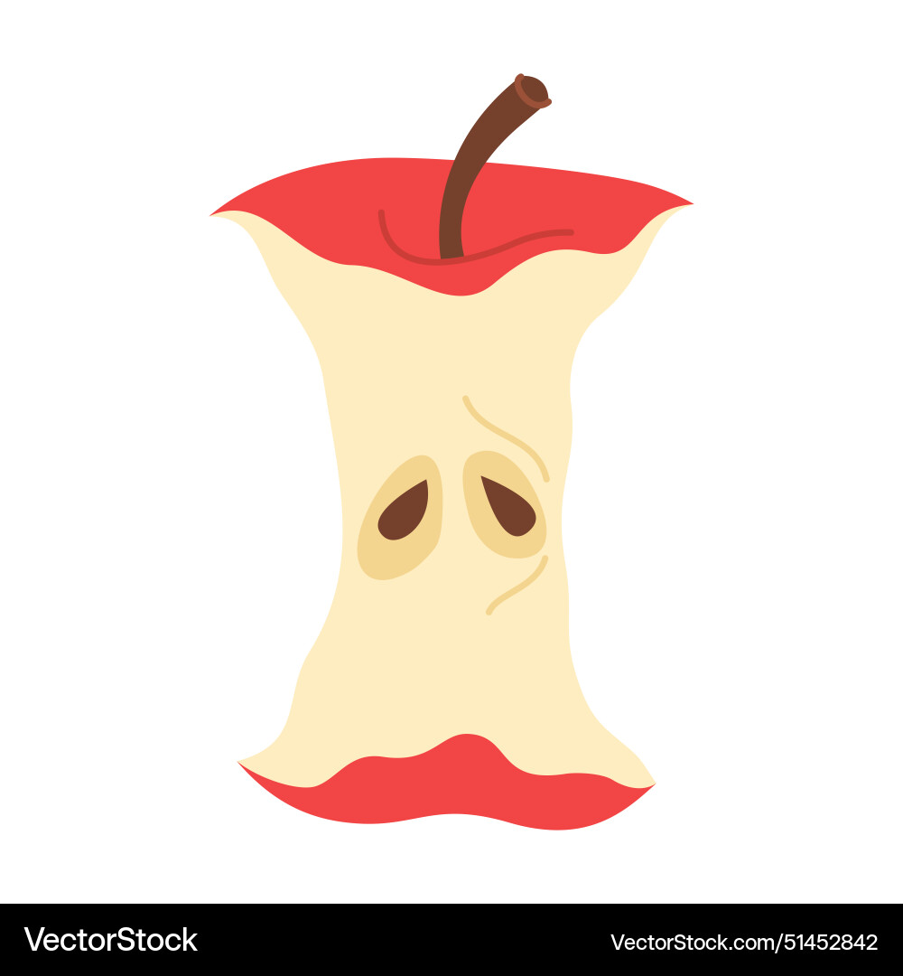 Apple core eaten cartoon image art Royalty Free Vector Image