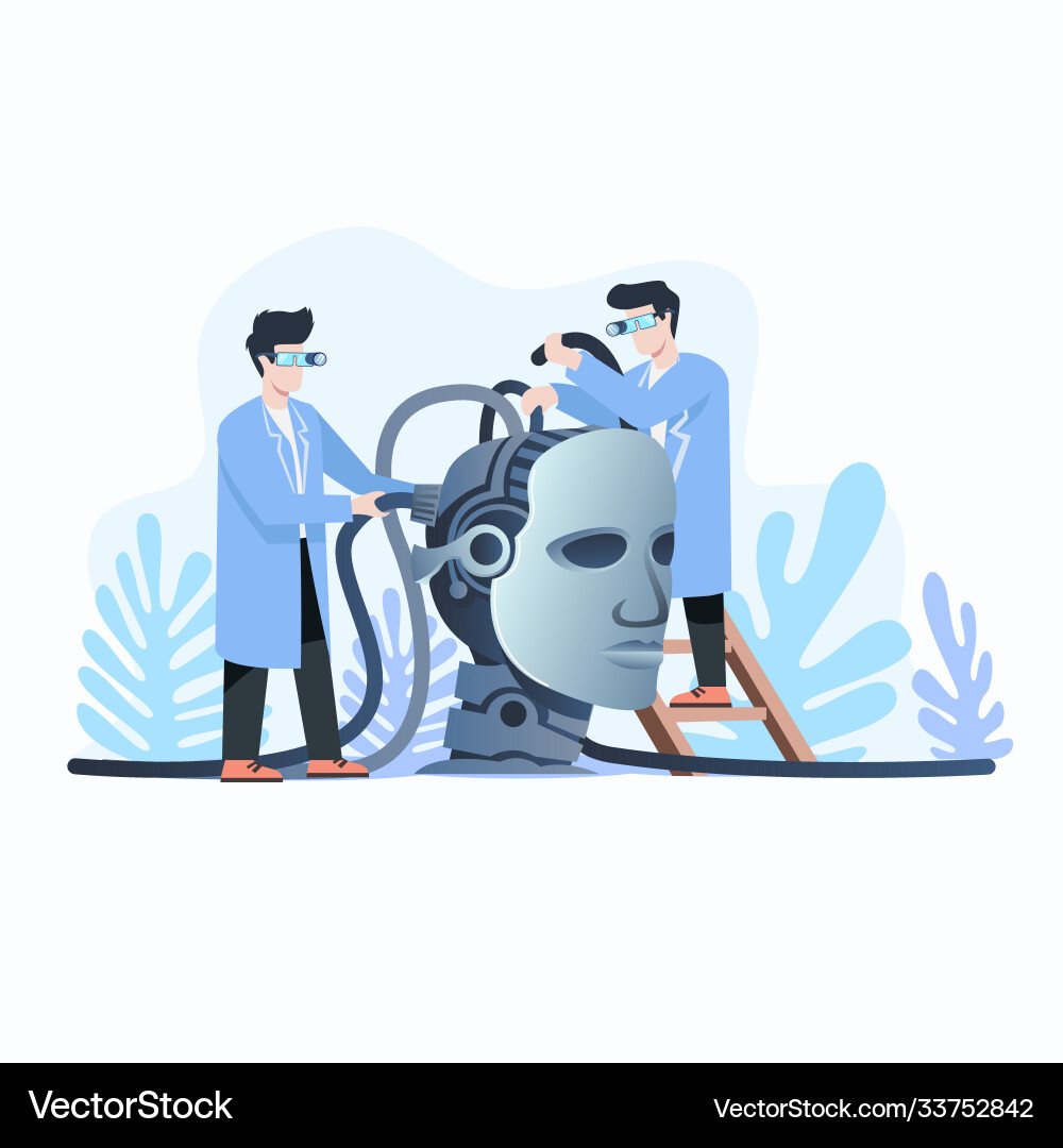 Artificial intelligence team work con Royalty Free Vector