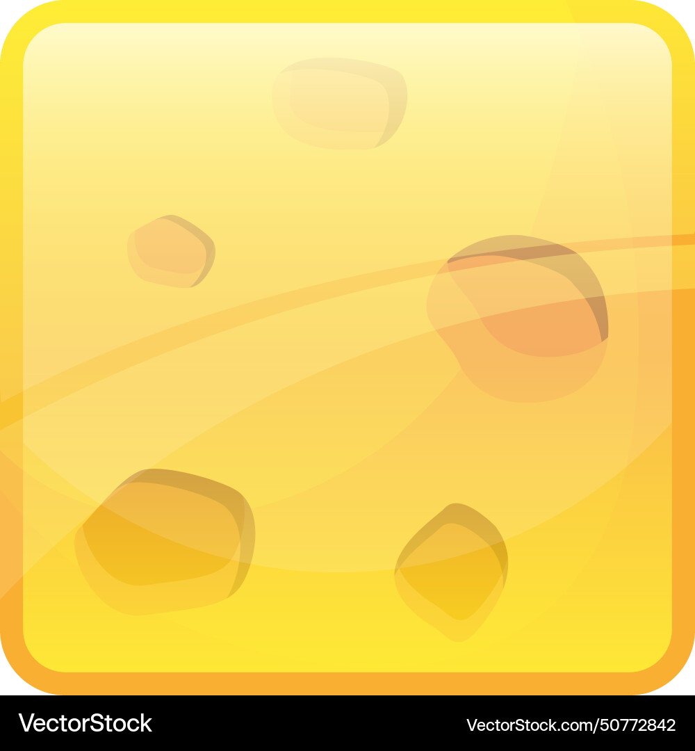 Cheese square button template glossy cartoon Vector Image