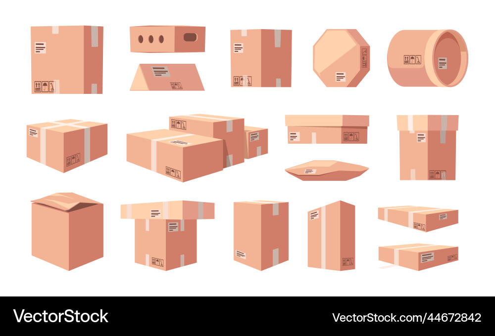 Closed cardboard boxes carton parcel cargo Vector Image