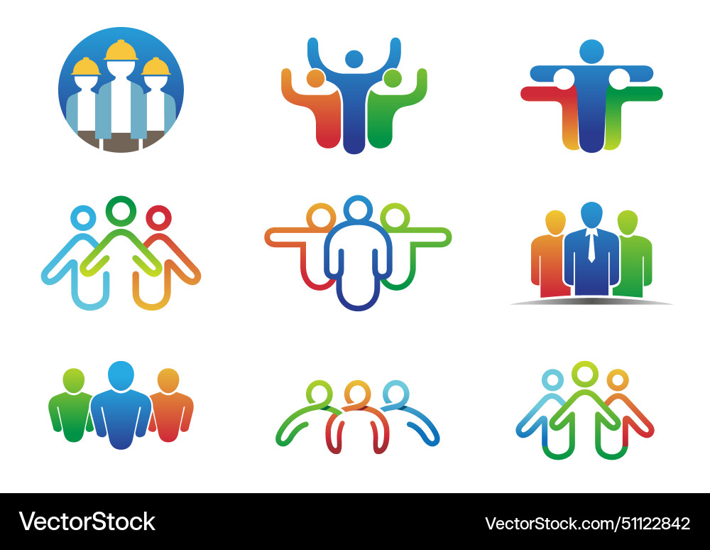 Creative colorful three people collection logo Vector Image