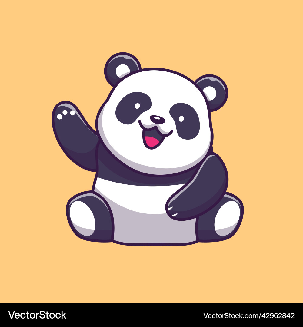 Cute panda waving hand cartoon Royalty Free Vector Image