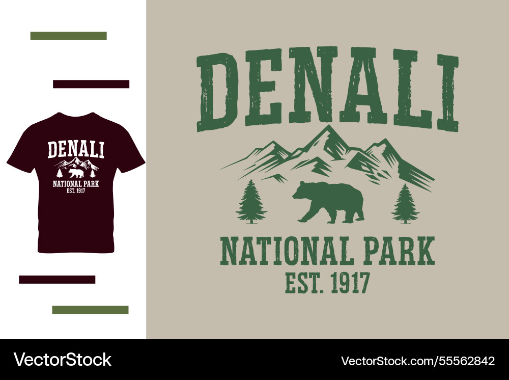 Denali park lover t shirt design Royalty Free Vector Image
