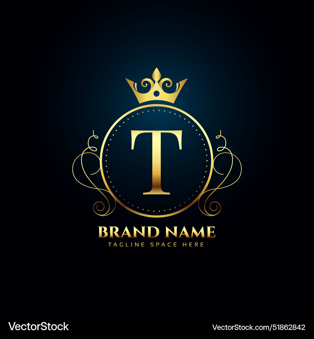 Elegant and golden t initial logo background Vector Image