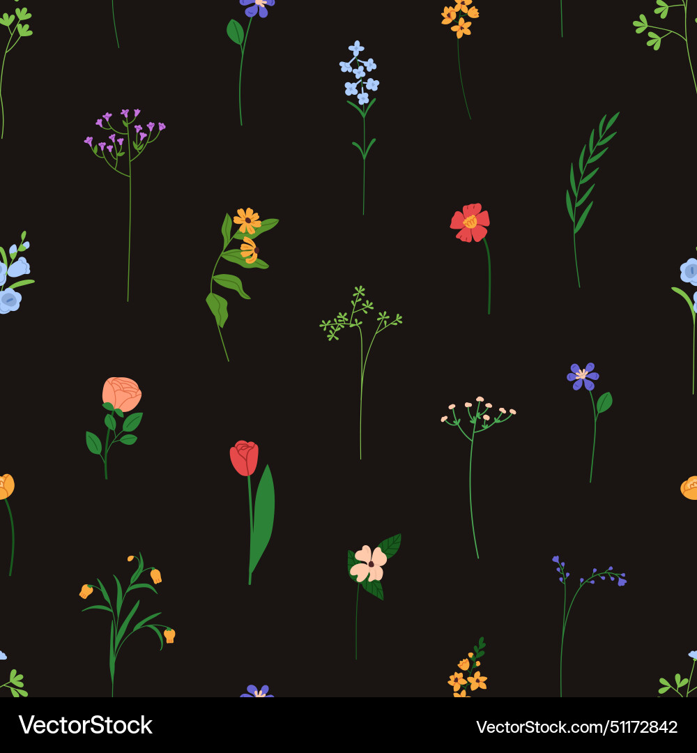 Flowers pattern seamless print delicate floral Vector Image